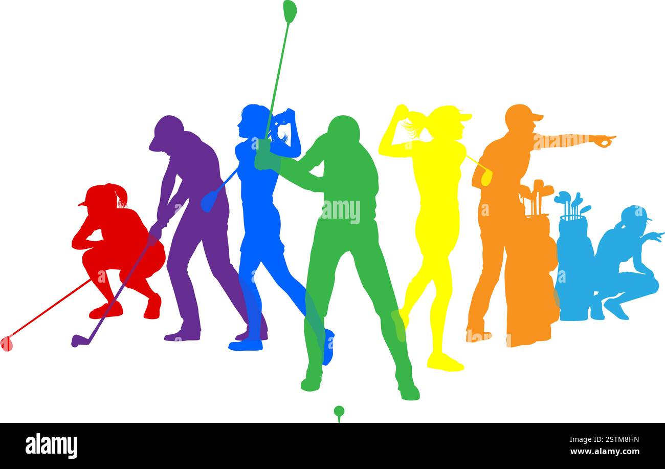Golfers Golfing Silhouette Golf People Silhouettes Stock Vector Image ...