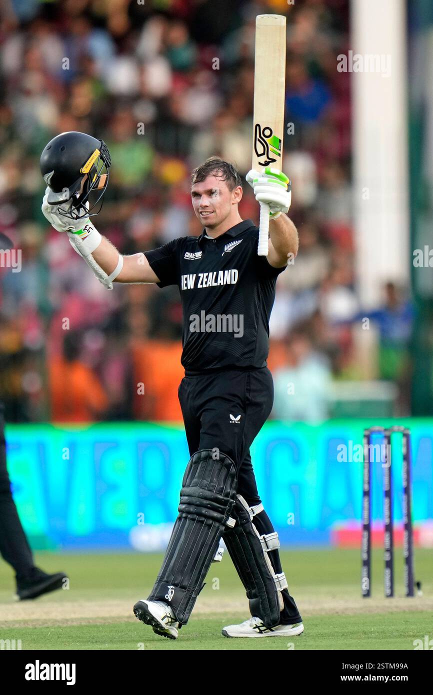 New Zealand's Tom Latham celebrates after scoring century during the ...