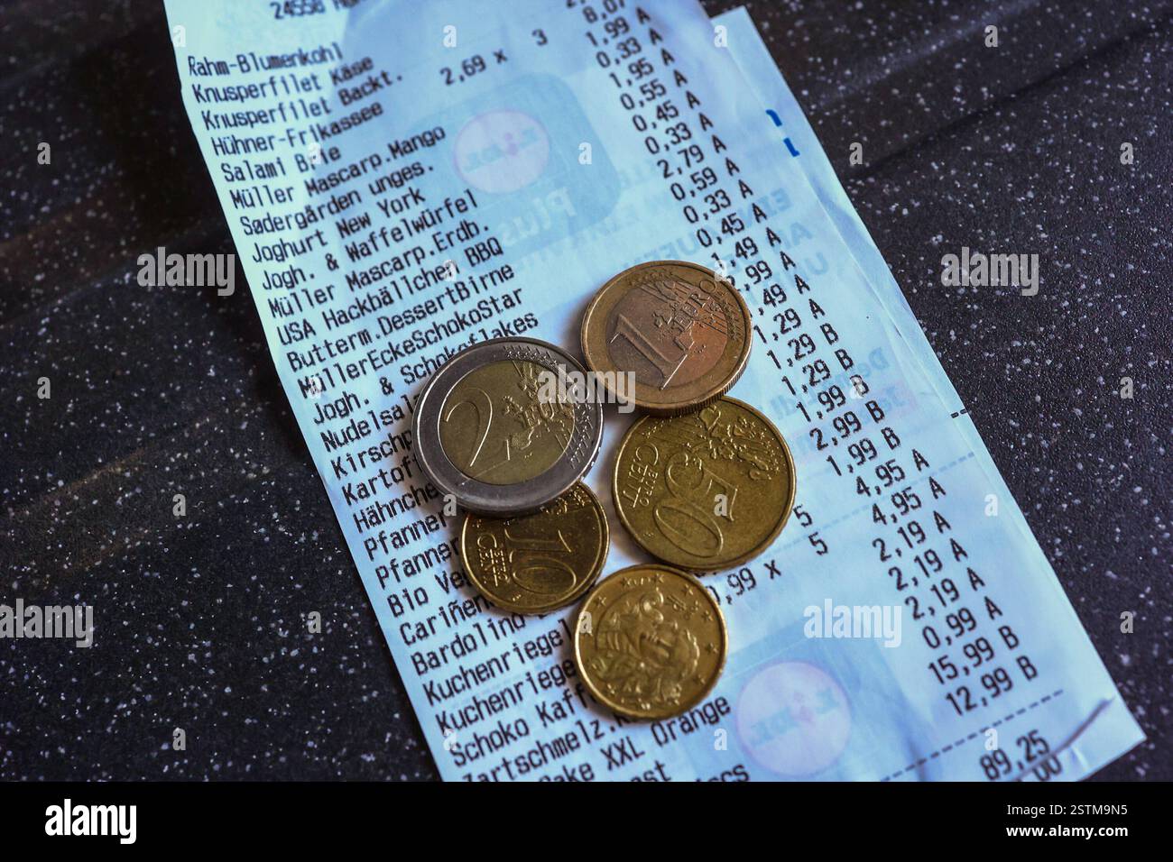 Stockbilder 02/2025 Wocheneinkaufskassenzettel mit Wechselgeld ...