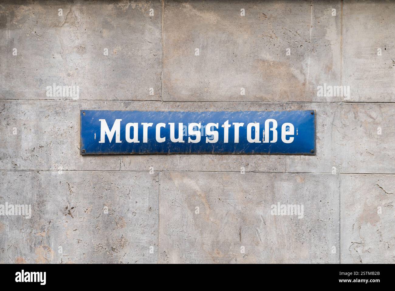 Marcusstraße street sign in Würzburg, Germany. Road name in the inner ...