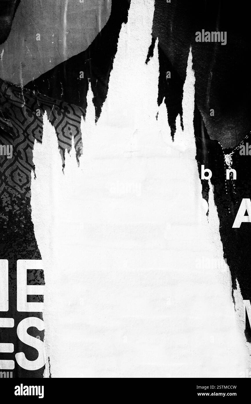Old ripped torn blank black and white fly posters textures backgrounds ...