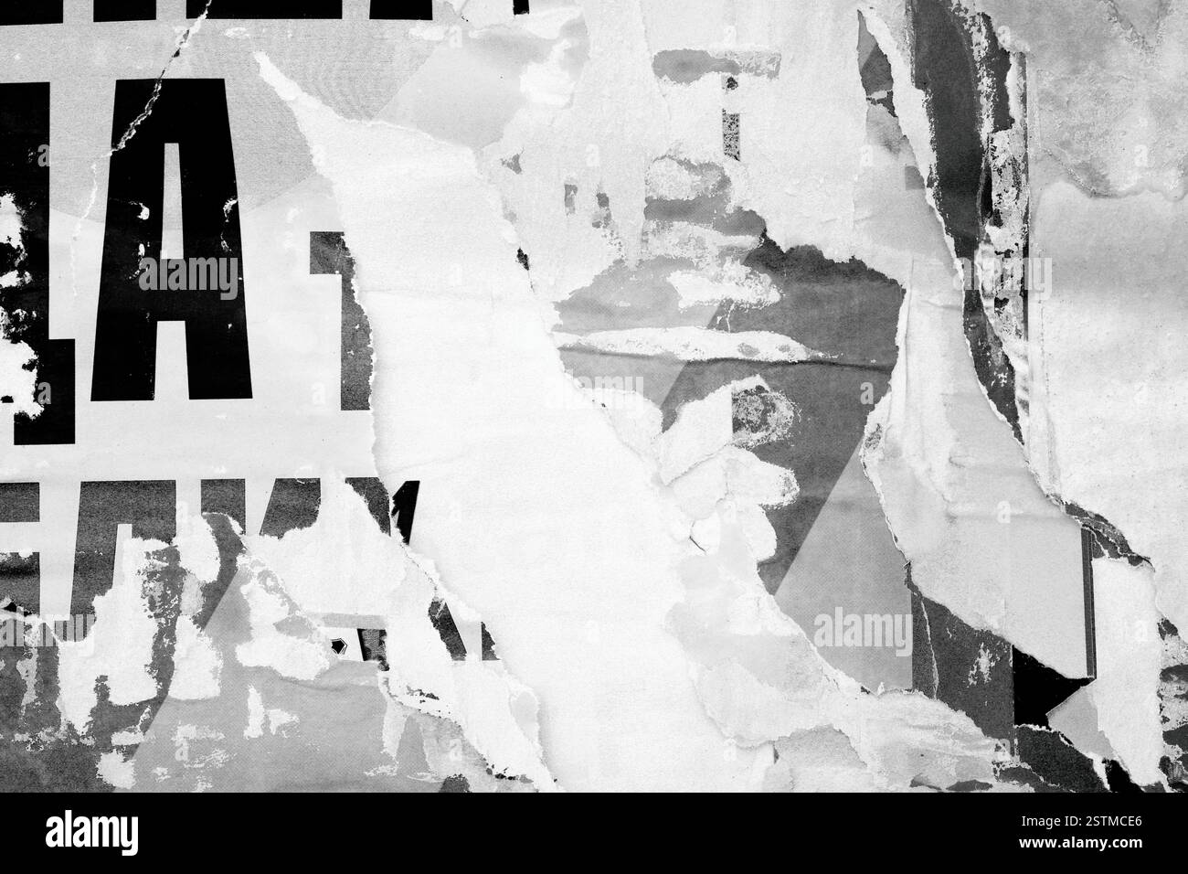 Old ripped torn blank black and white fly posters textures backgrounds ...