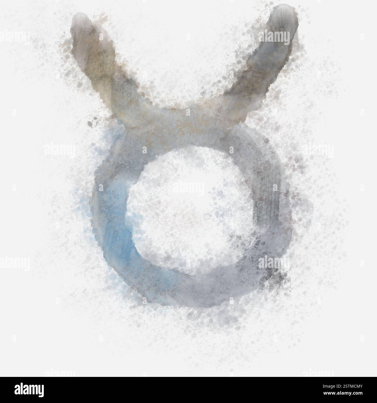 Taurus zodiac sign in watercolor aquarelle splash texture hand painting ...