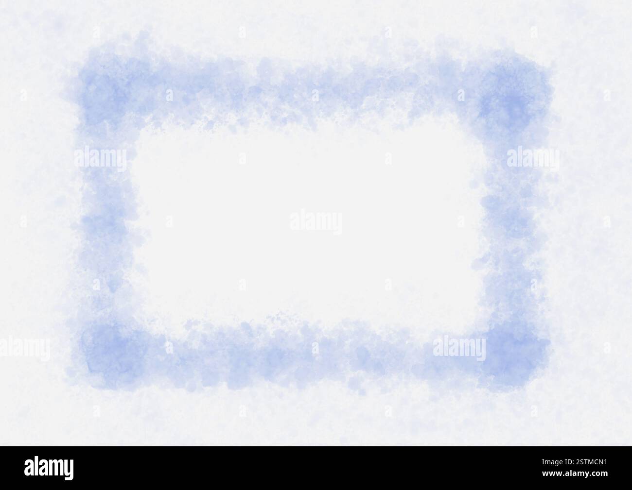 Watercolor painted frame of blue color for design with many small ...
