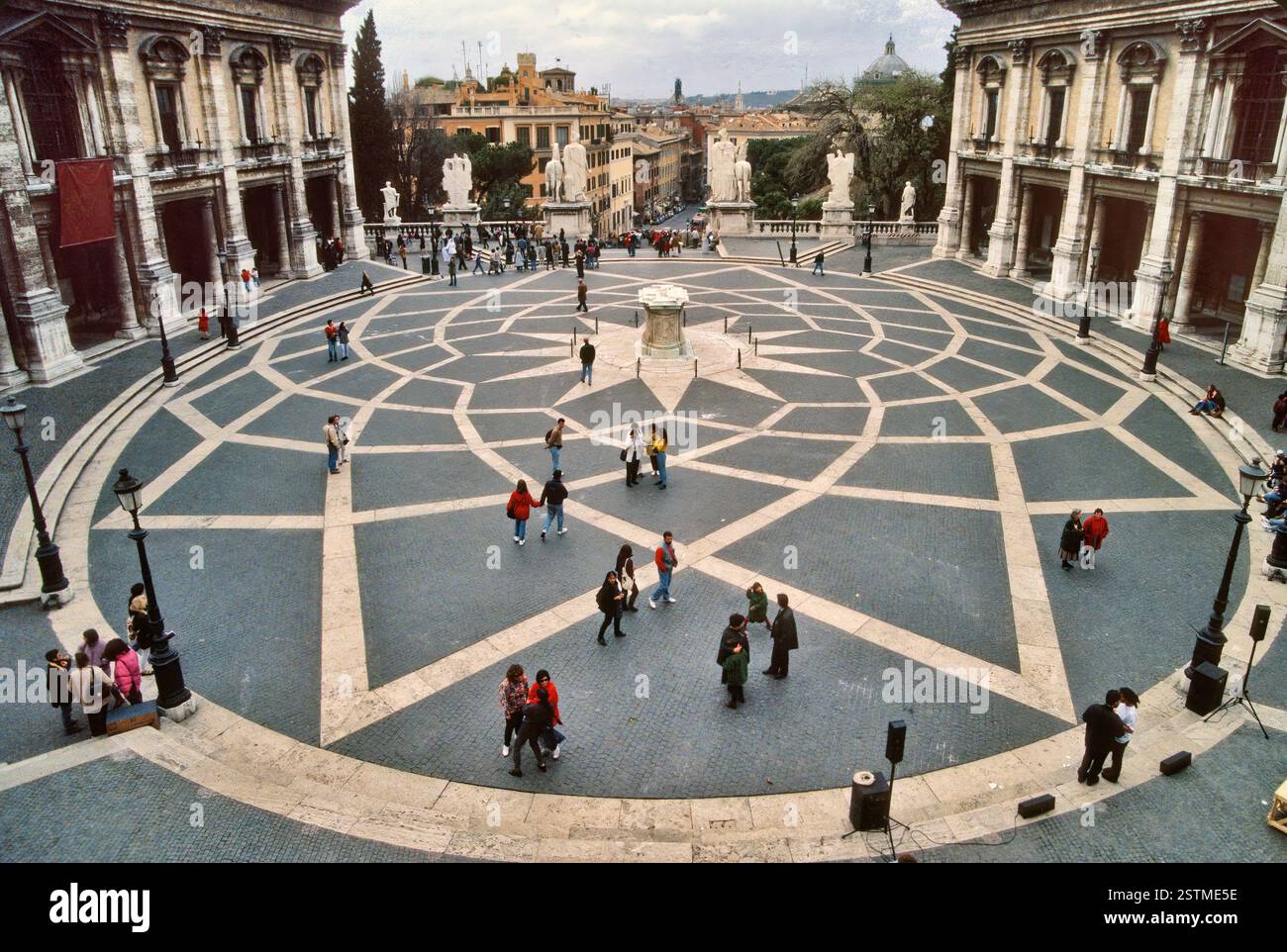 Spiralling pavement at Piazza del Campidoglio, designed by Michelangelo ...