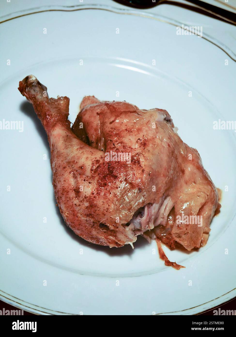 Roasted chicken at the snack bar, roased poultry from a rotary spit ...