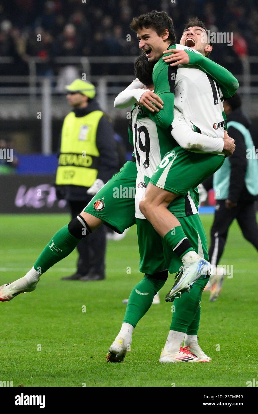 Julian Carranza, Hugo Bueno and Jakub Moder of Feyenoord celebrate at ...