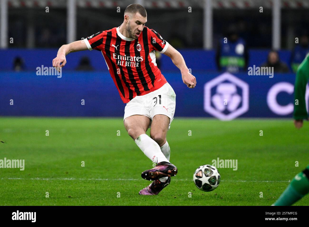 Strahinja Pavlovic of AC Milan in action during the UEFA Champions ...