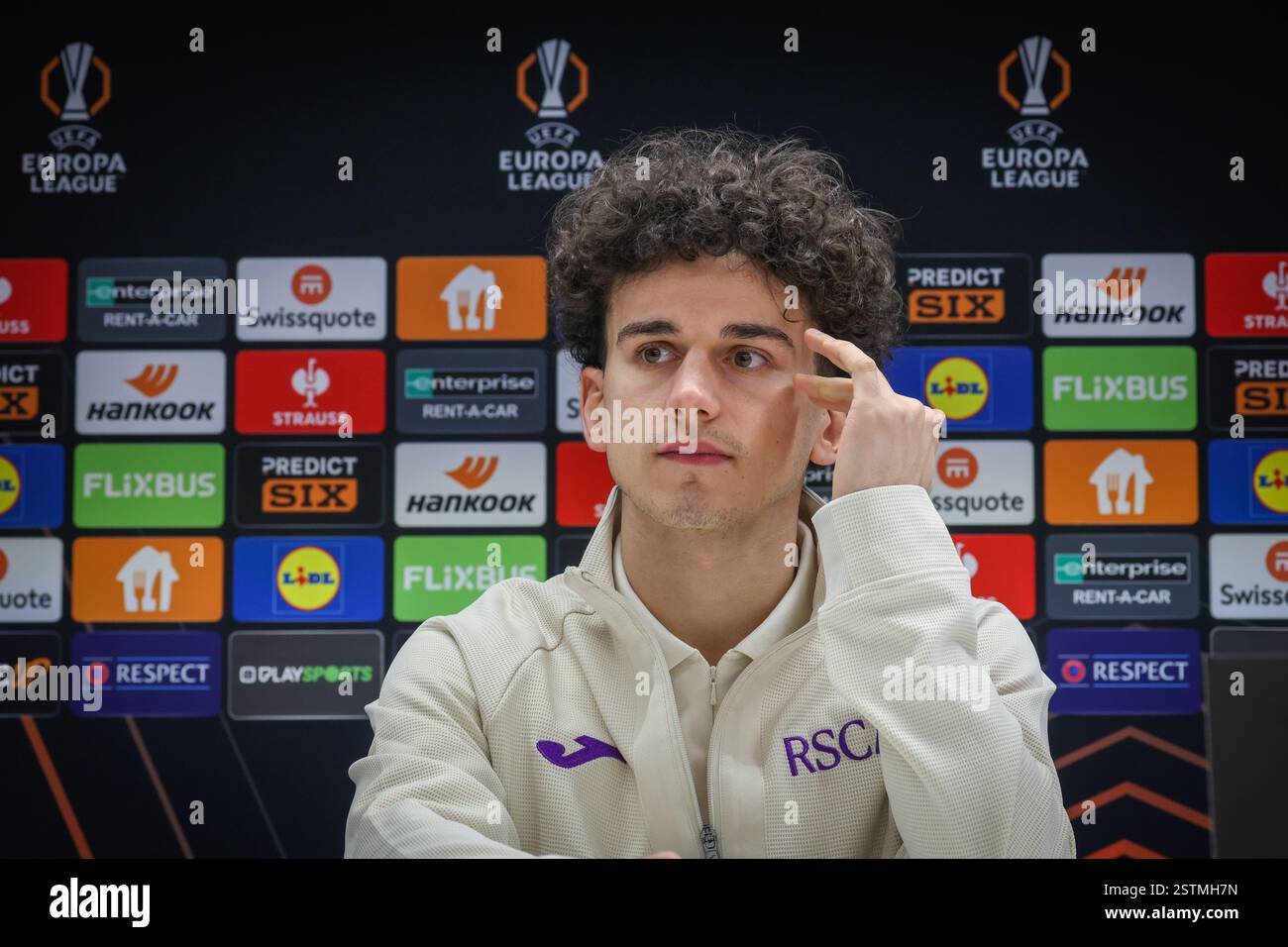Brussels, Belgium. 19th Feb, 2025. Anderlecht's Theo Leoni pictured ...