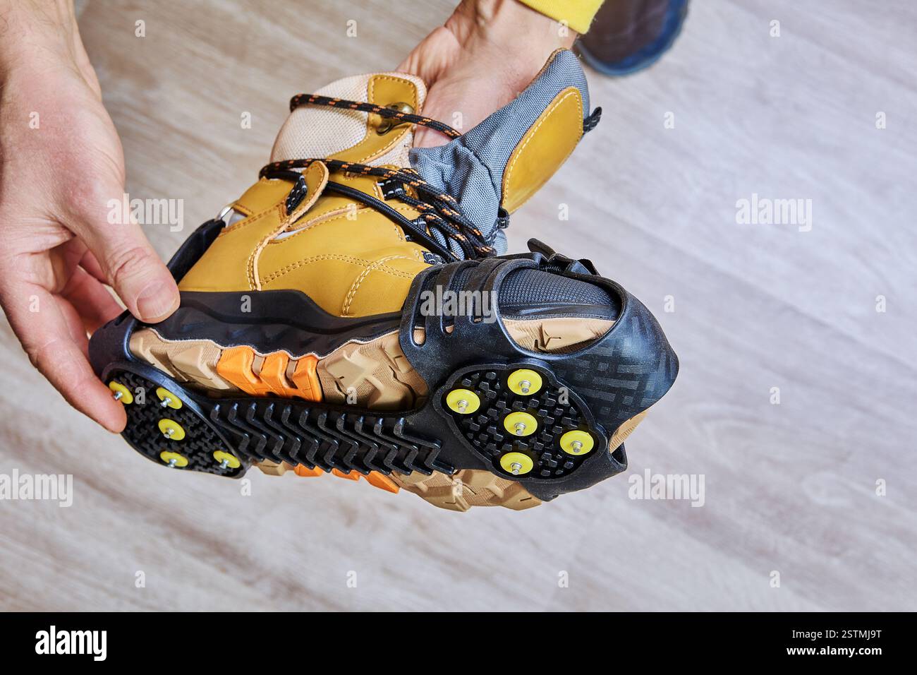 Ice treads securely attached to sole enhance traction and prevent ...