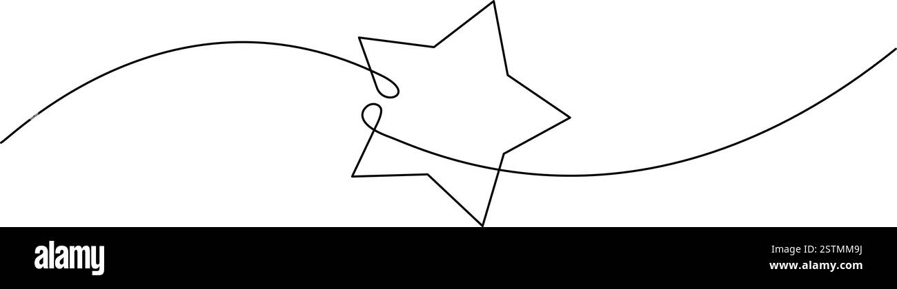 continuous single line drawing of simple star shape, line art vector ...