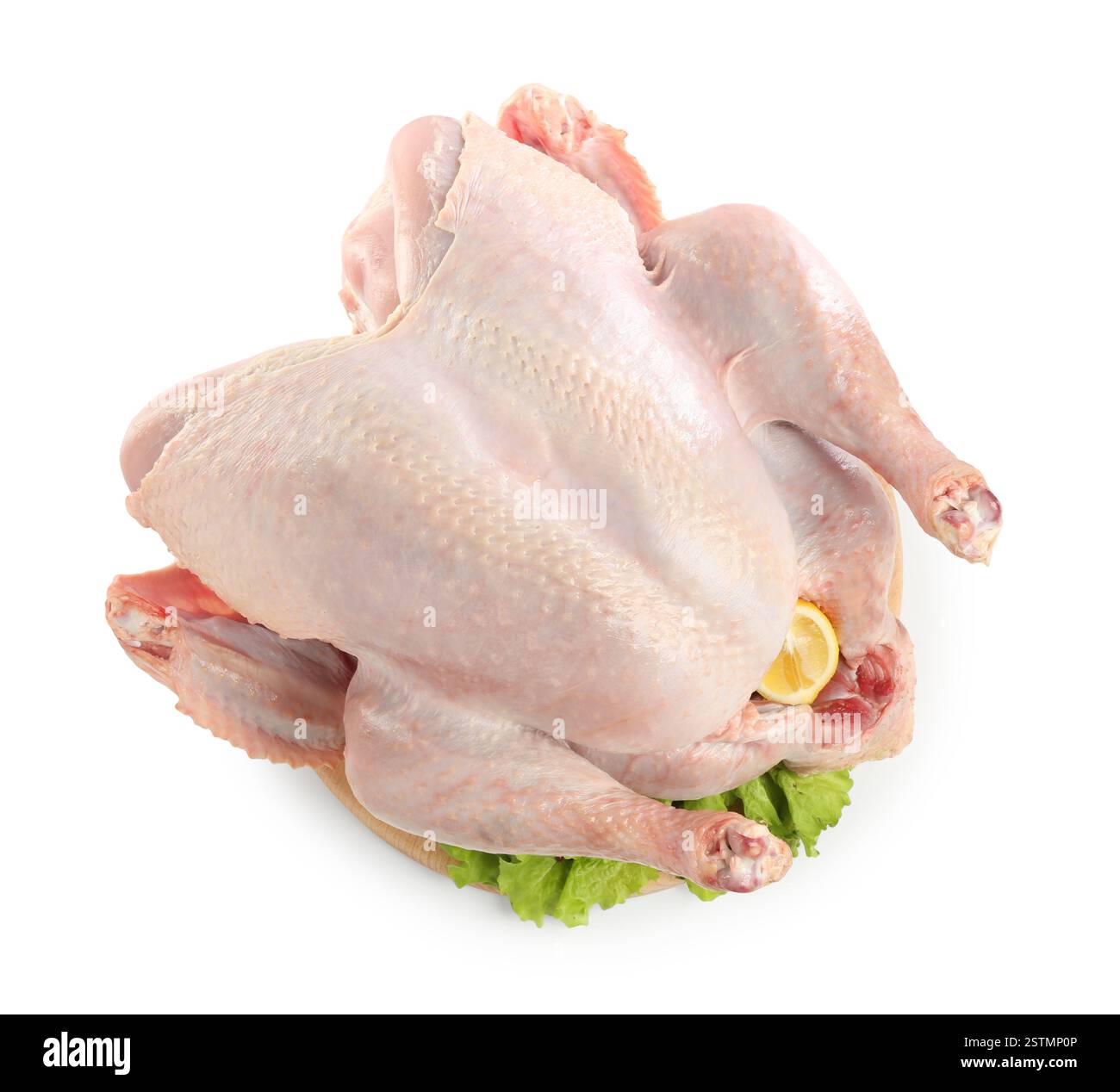 Whole raw turkey and ingredients isolated on white, top view Stock ...