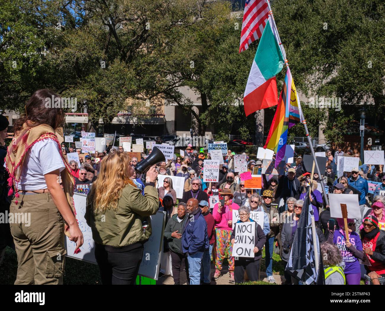 New Orleans, LA, USA - February 17, 2025: Crowd gathered on Presidents ...