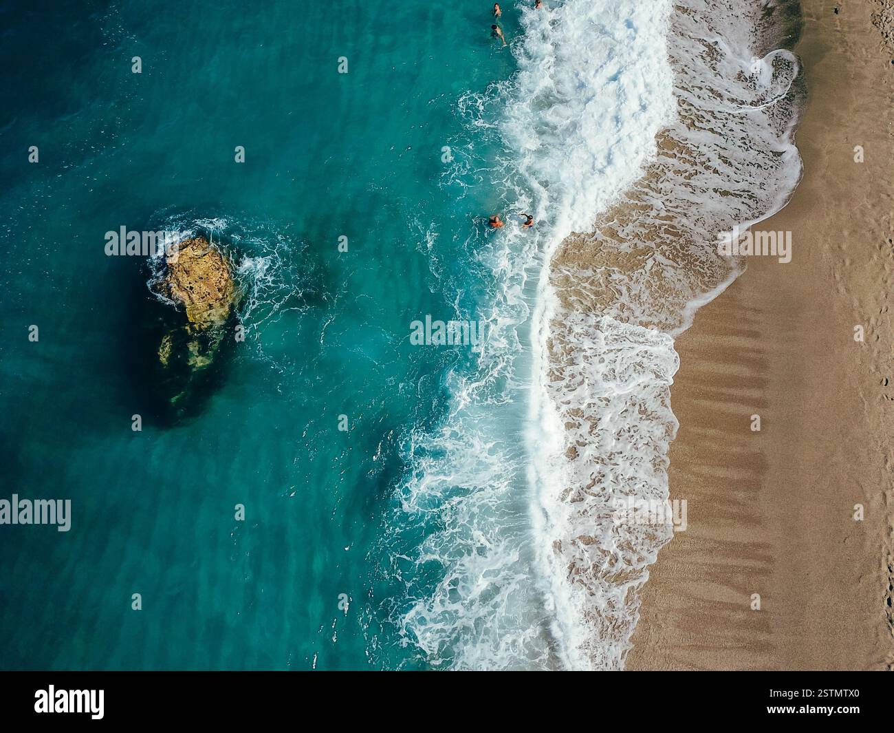 Aerial View From Flying Drone Of People Relaxing On Beach Stock Photo ...