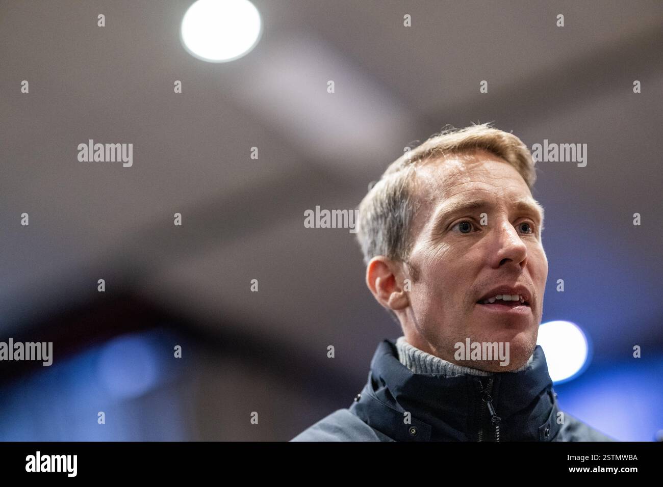 Henrik von Eckerman of, Sweden. , . is interviewed at a press event ...
