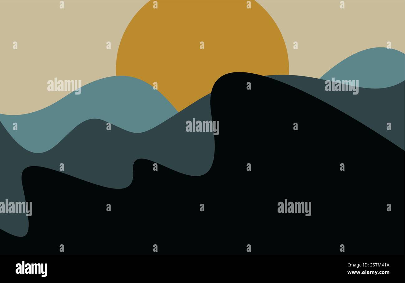 Beautiful Mountain Sunset Abstract Background Vector Stock Vector Image ...