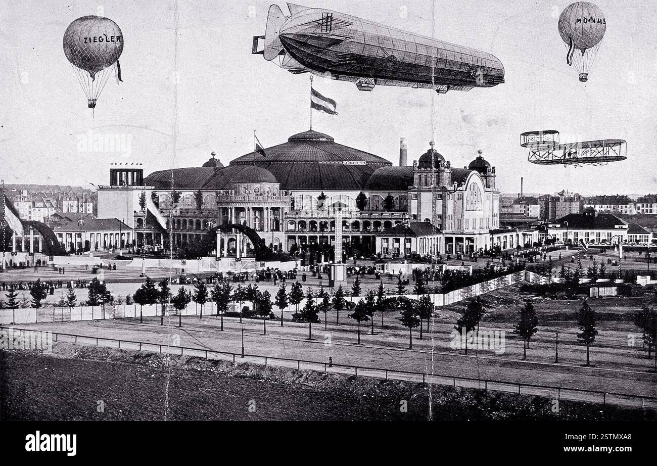 The 1909 International Airship Exhibition in Frankfurt featured a ...