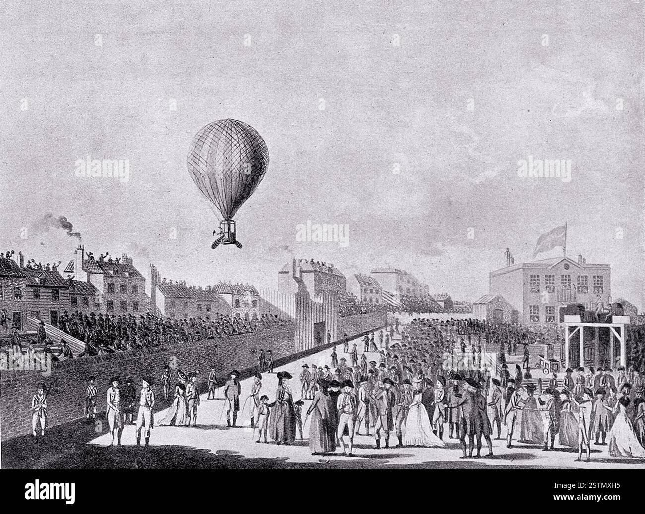 Vincenzo Lunardi's balloon taking flight from Artillery Ground, City ...