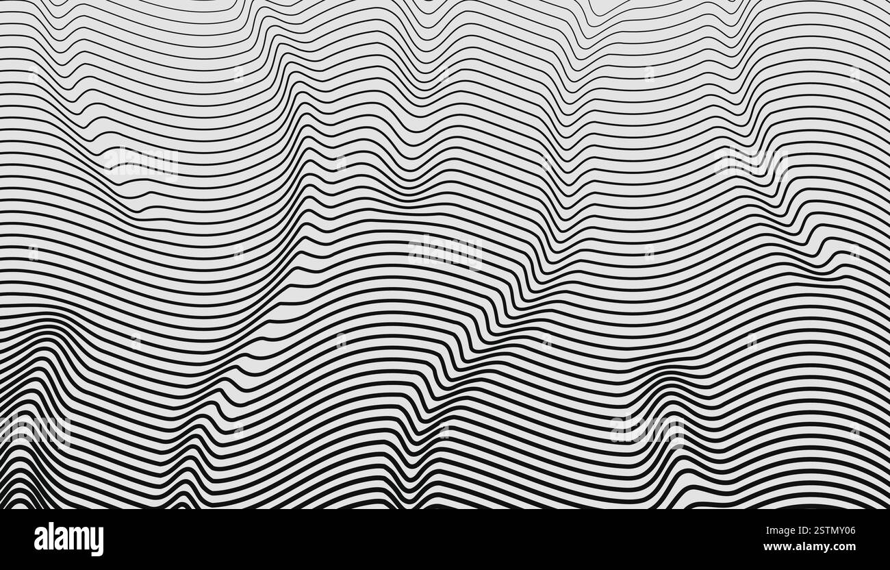 A dynamic abstract background featuring black wavy lines blending ...