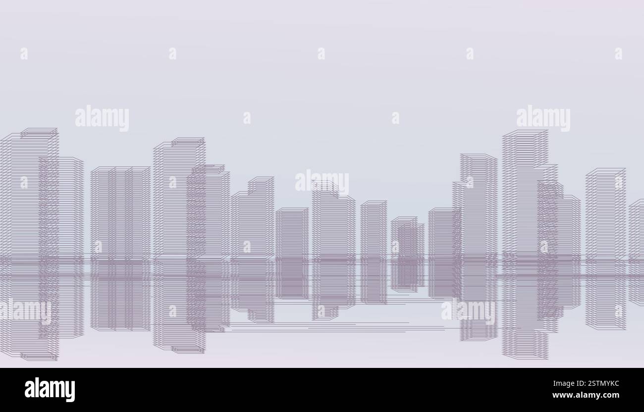 A futuristic wireframe cityscape in gray tones, perfect for business ...