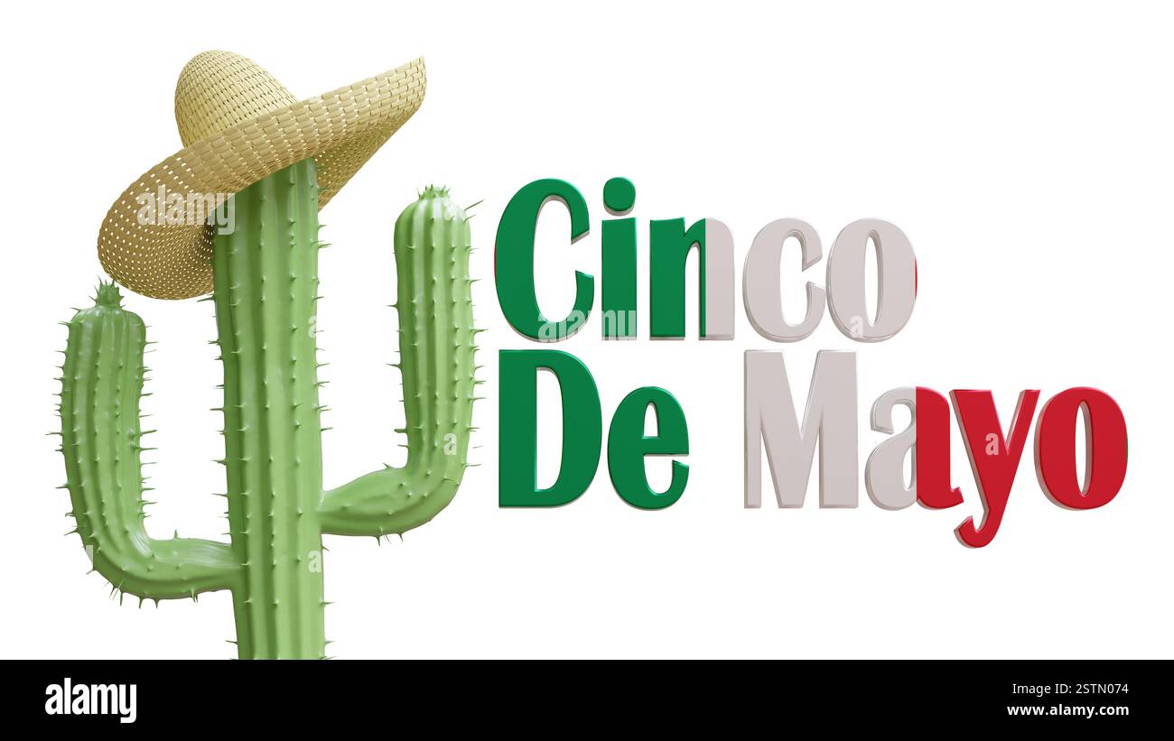 Cinco de Mayo text isolated on white. Mexican holiday on May 5th, 3d ...
