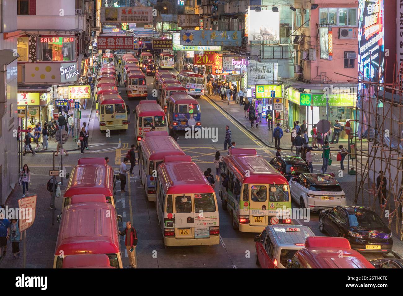 Red Minibus Hong Kong Stock Photo - Alamy