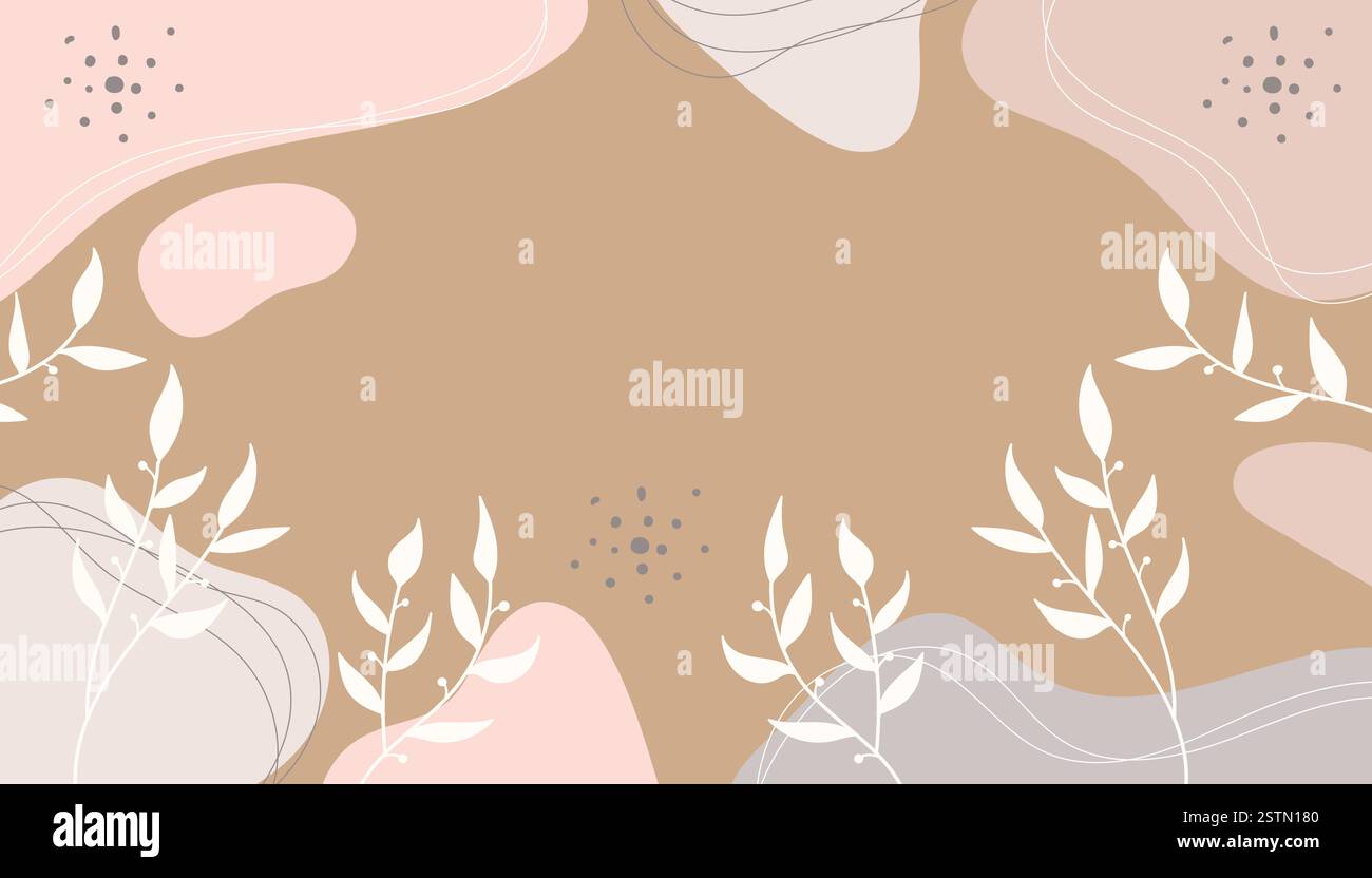 Elegant brown floral banner with hand drawn botanical line art. Perfect ...