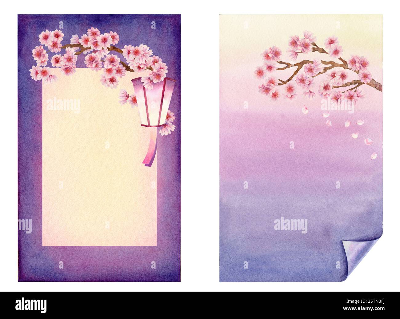 Vertical frames with sakura flowers with gradient background. Spring ...