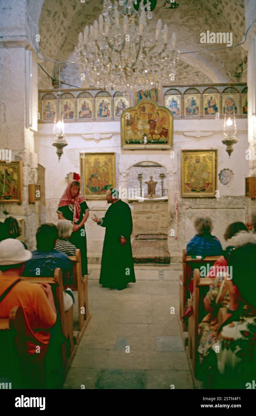 Priest, believers, Greek Byzantine Catholic church, mass, Saint Sarkis ...