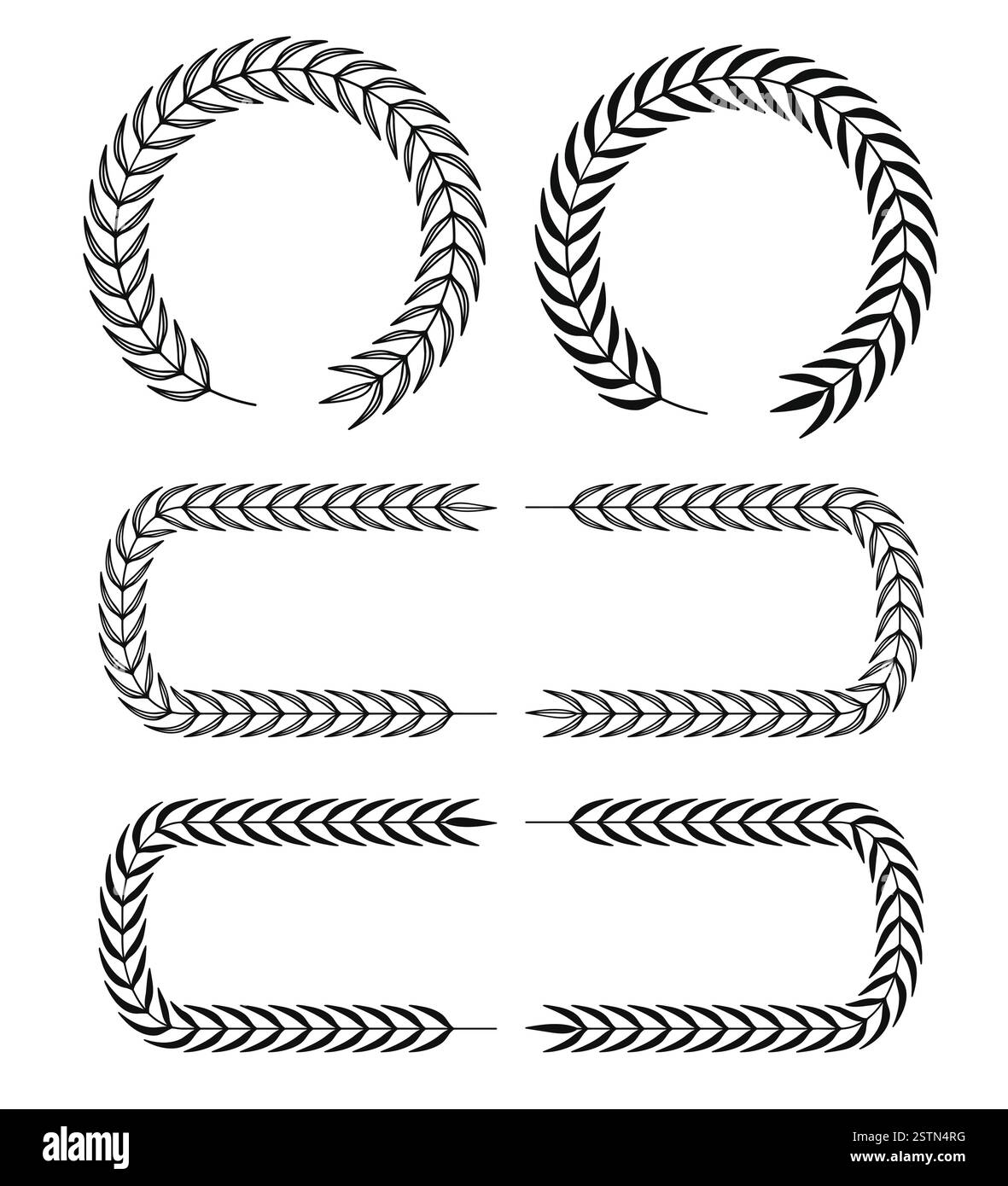 Botanical wreaths and rectangle frame leaf ornaments with an elegant ...