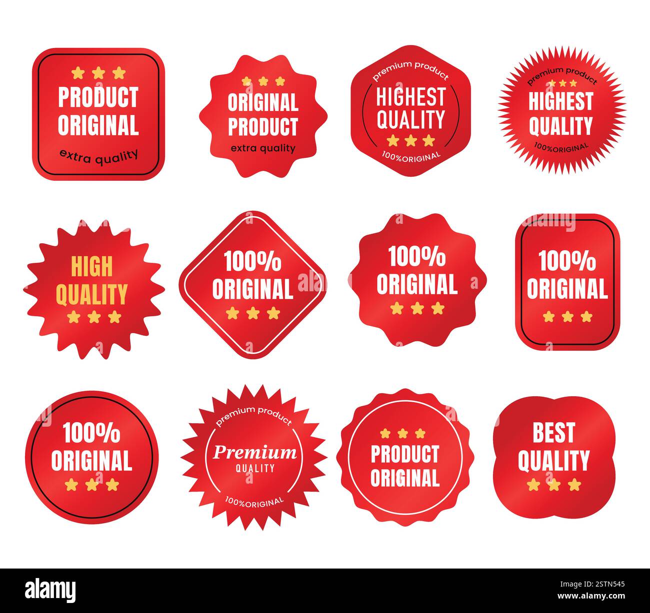 Collection of red premium product labels. Vector illustration.Ideal for ...
