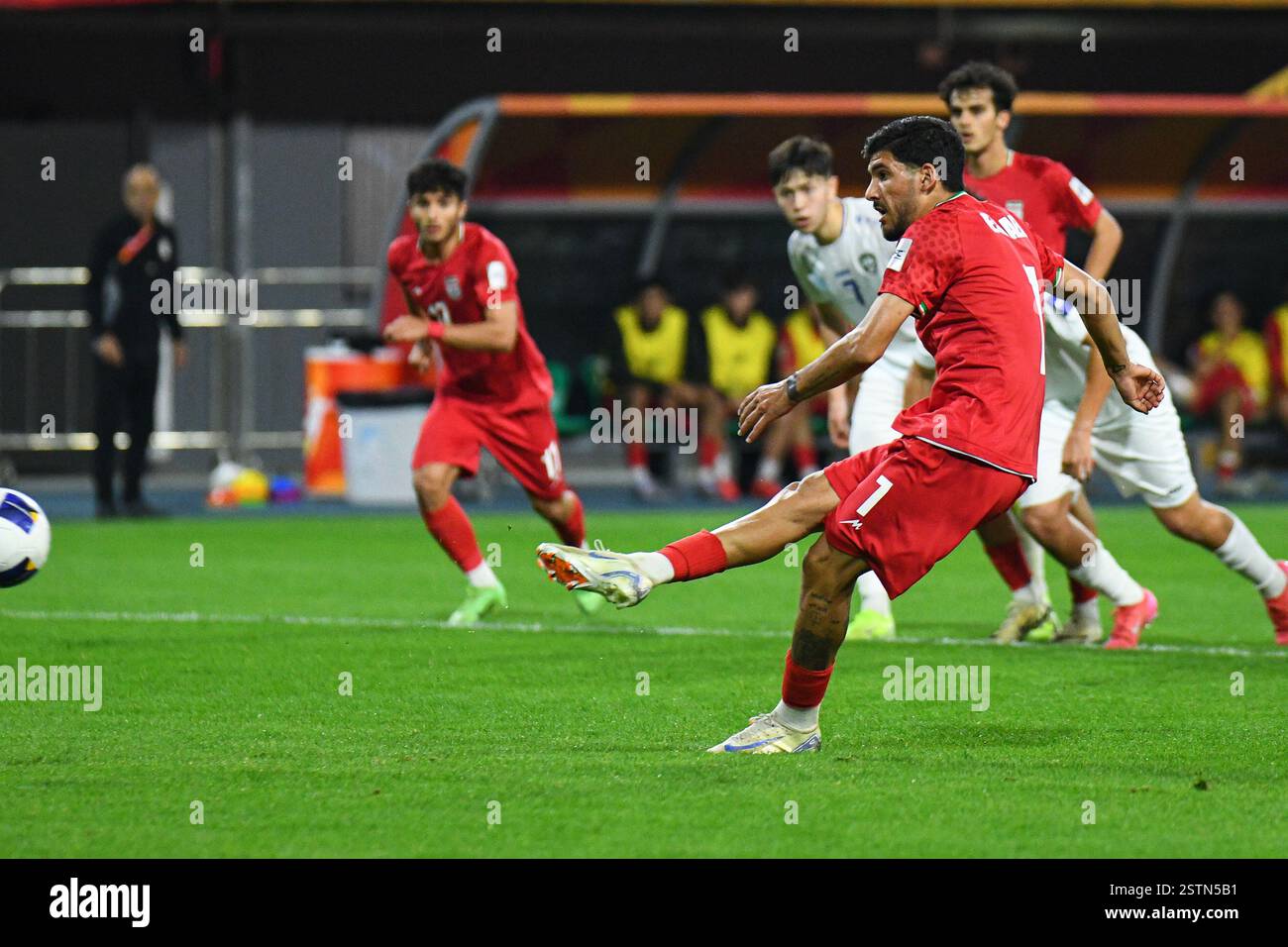 Shenzhen, China. 19 February, 2025. Esmaeil Gholizadeh #7 of Iran during the 2025 AFC U20 Asian ...