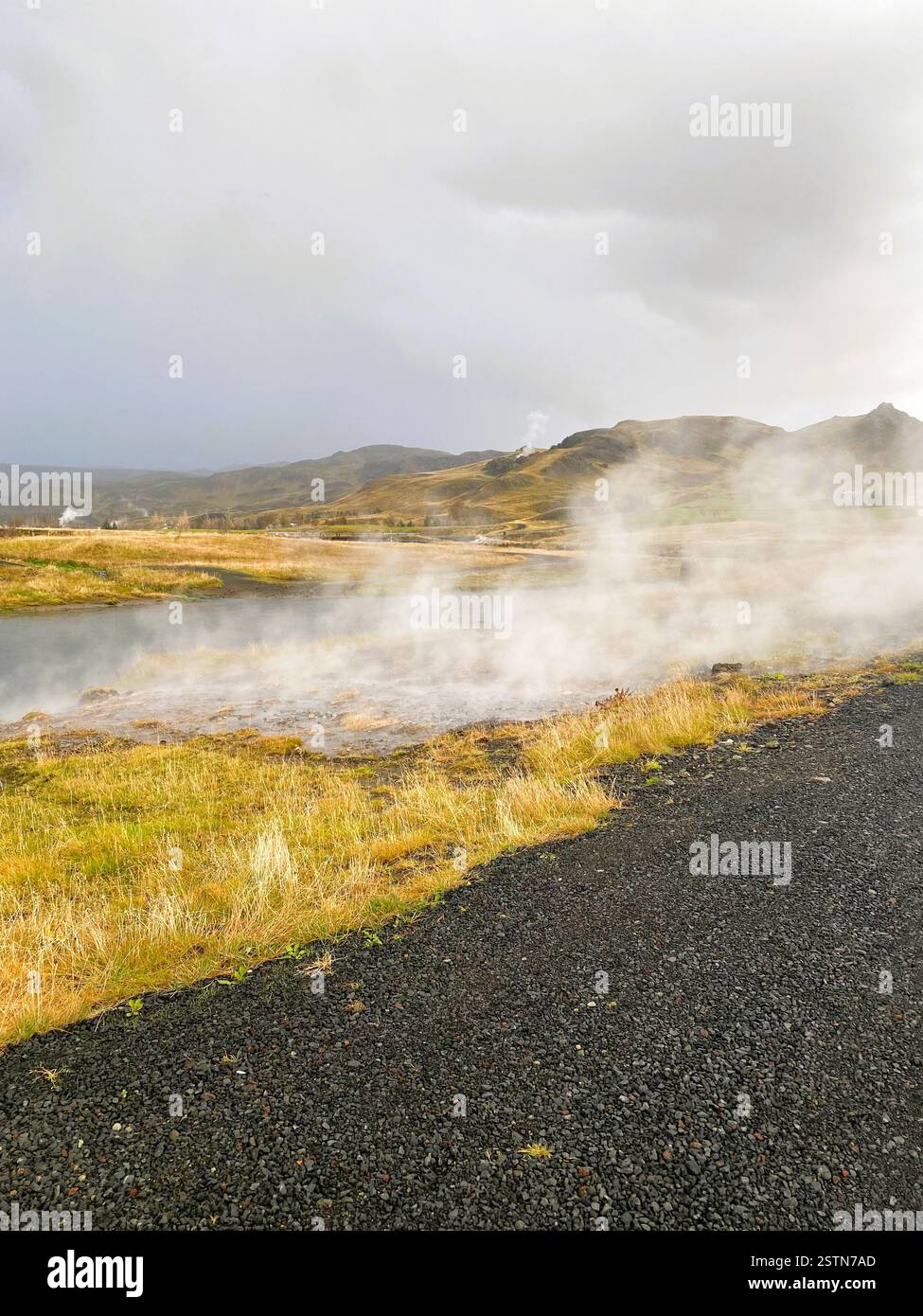 The photo captures a serene landscape characterized by geothermal ...