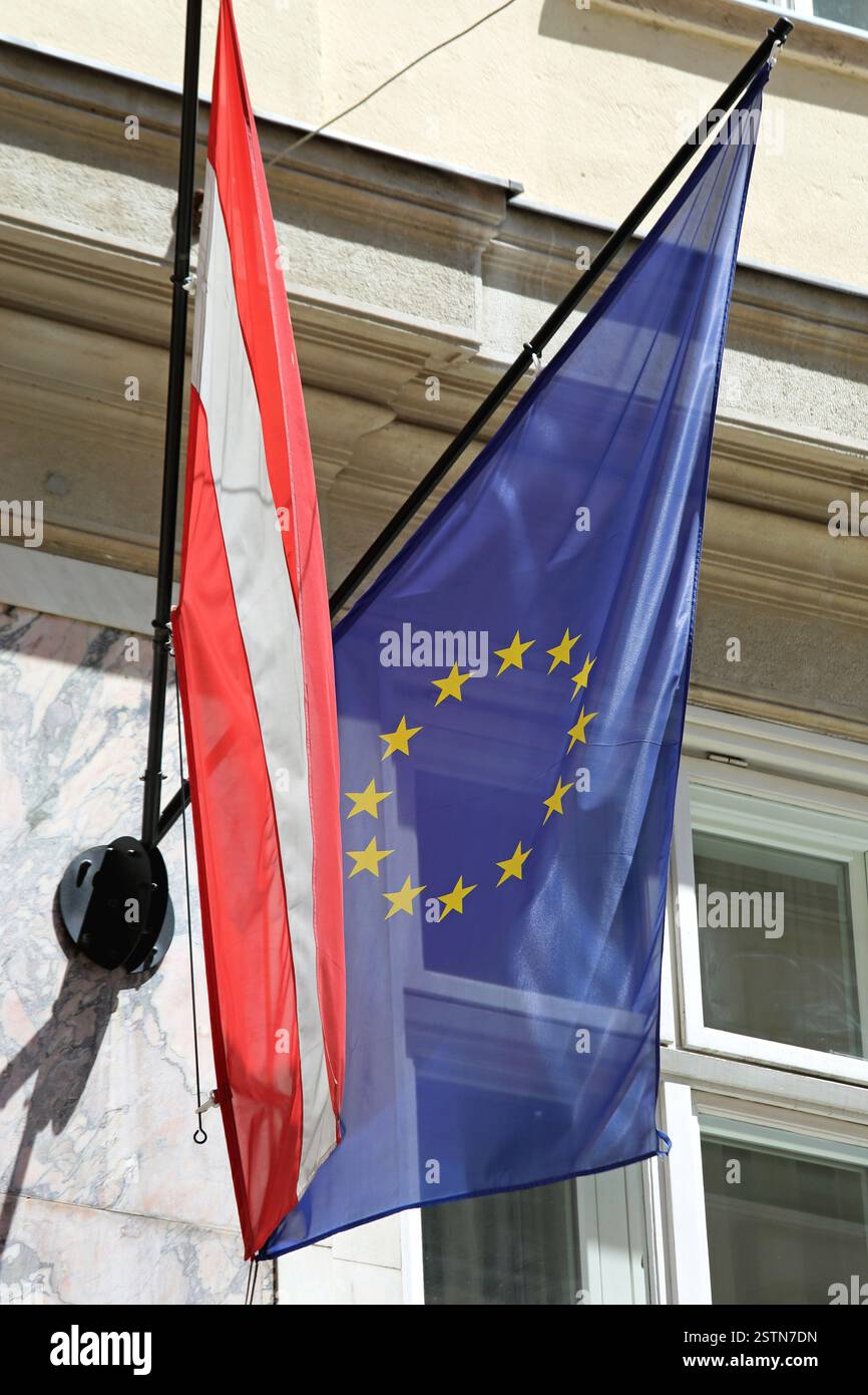 Flags austria european union austrian hi-res stock photography and ...