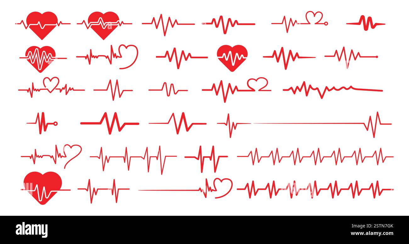 Heart beat line. Thin line vector set of signs for infographic, logo, app development and ...