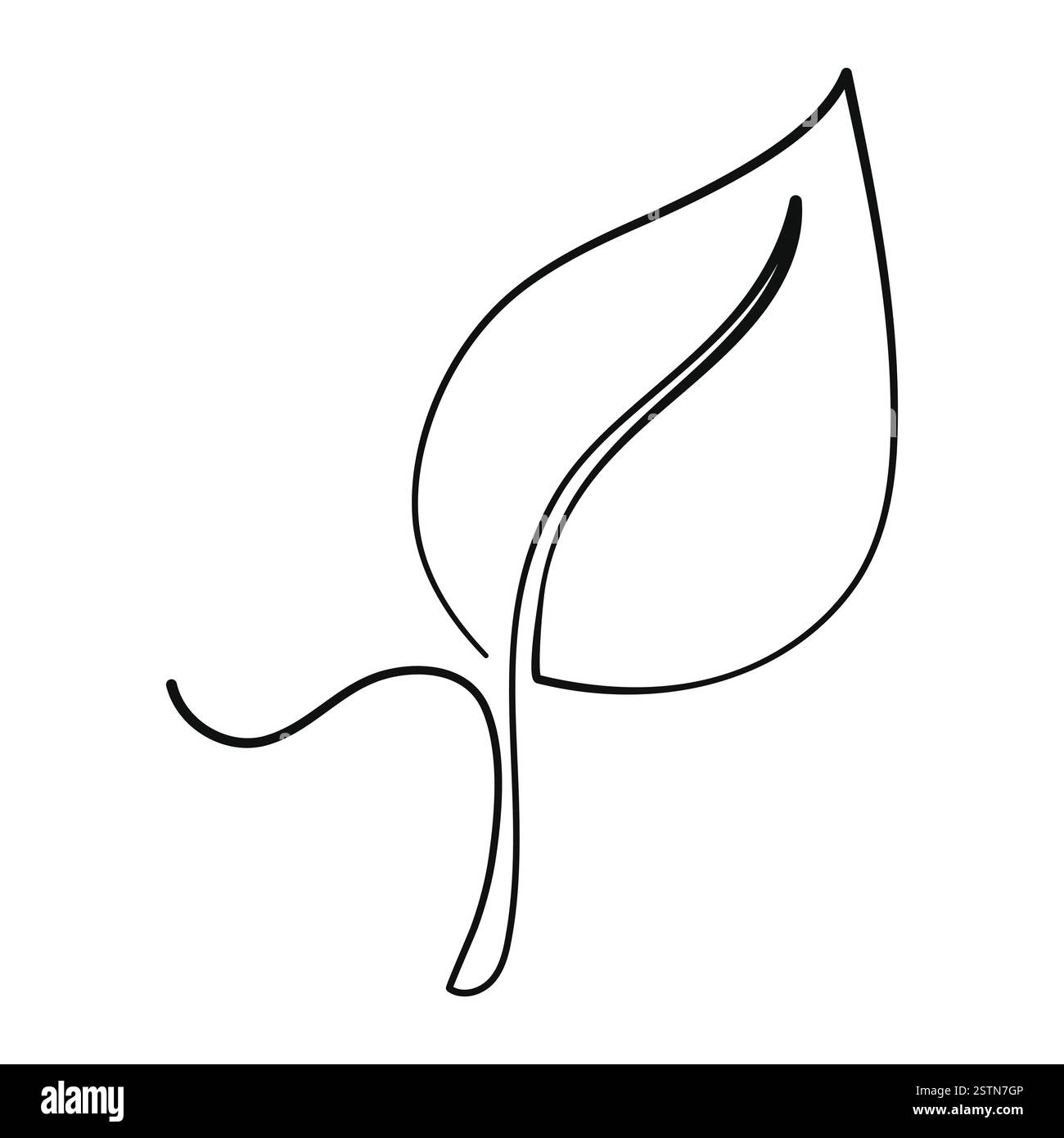 Leaf hand drawing one continuous line art .Vector illustration Stock ...