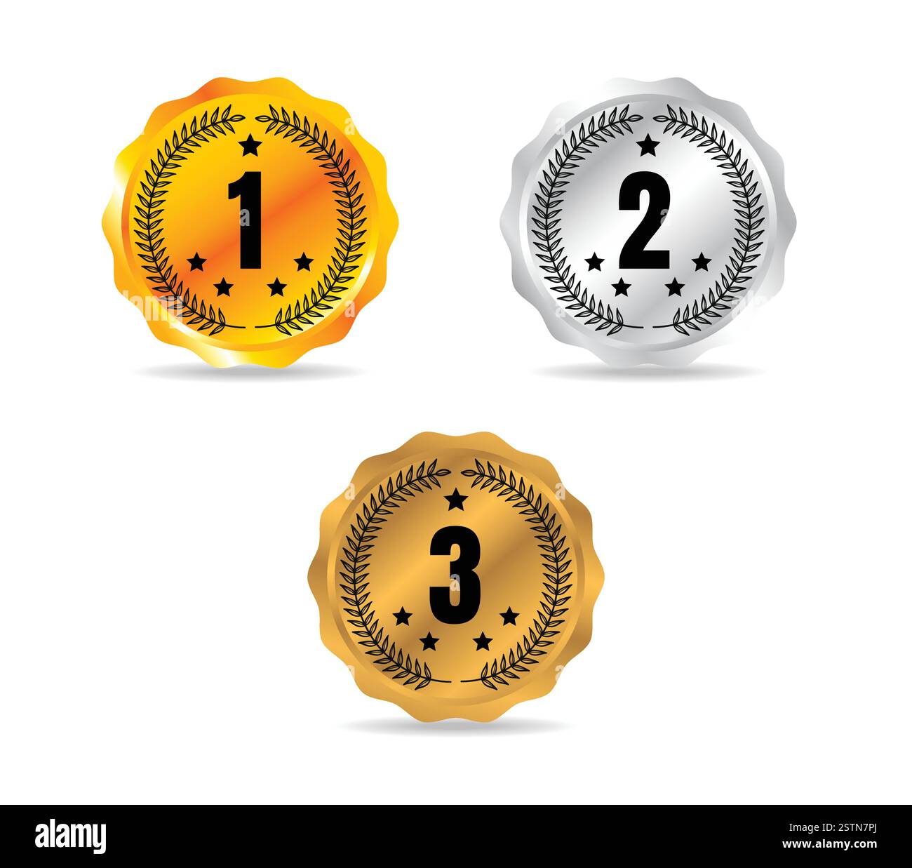 High-quality award badge vector featuring gold, silver, and bronze ...