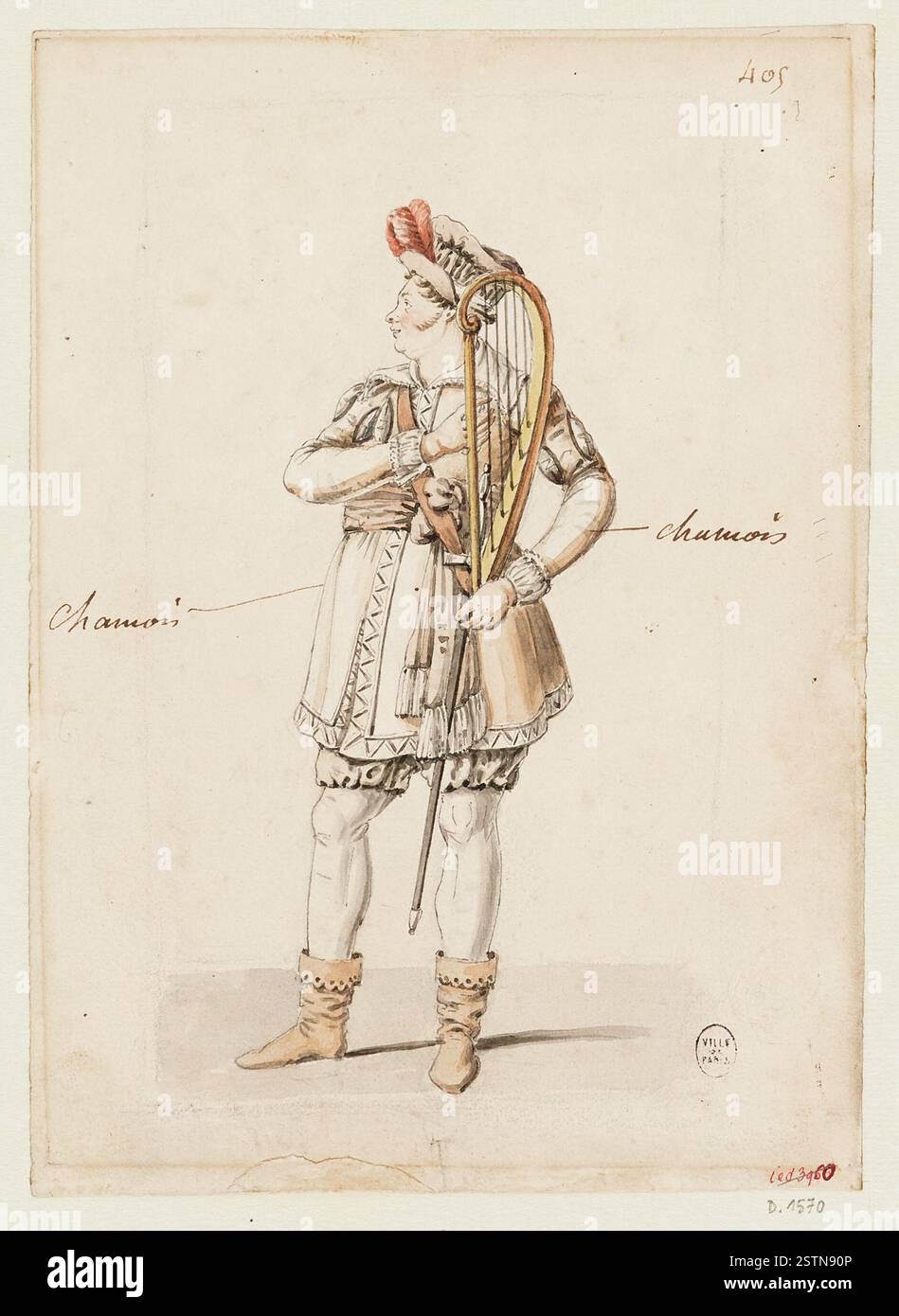 A drawing from between 1808 and 1832 depicting actor Eloy in the role ...