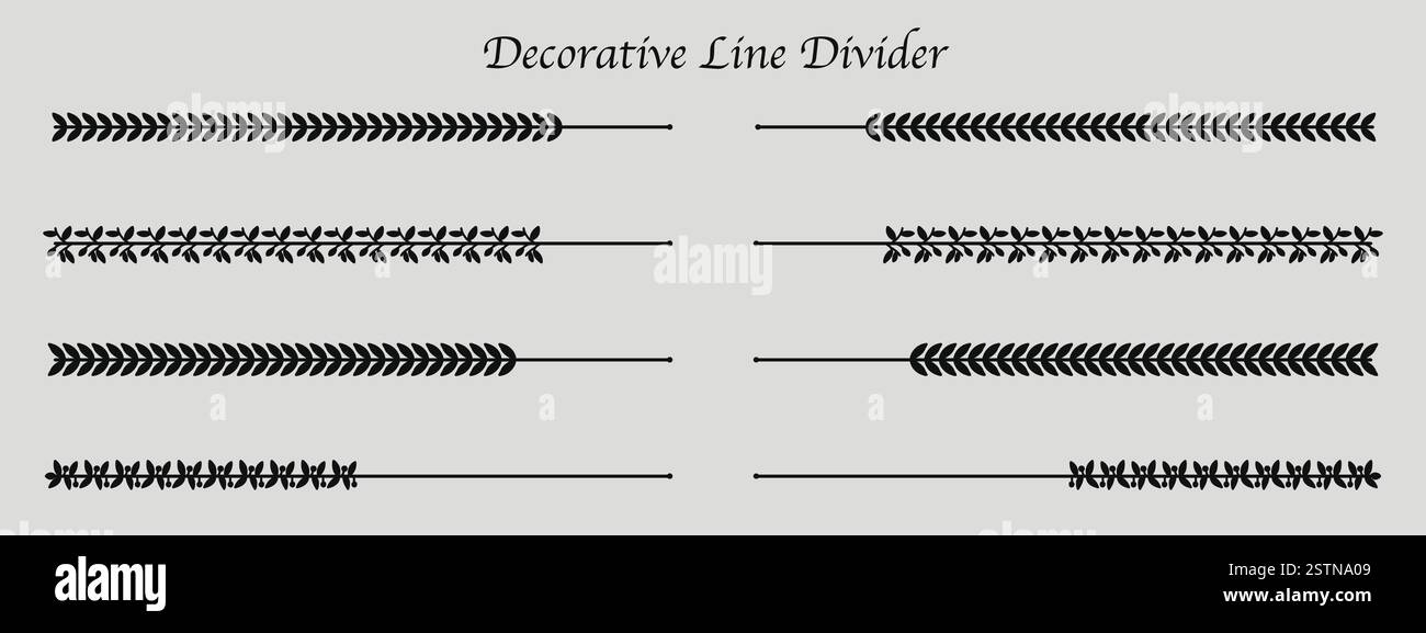 A set of elegant hand-drawn floral vine line dividers, perfect for ...