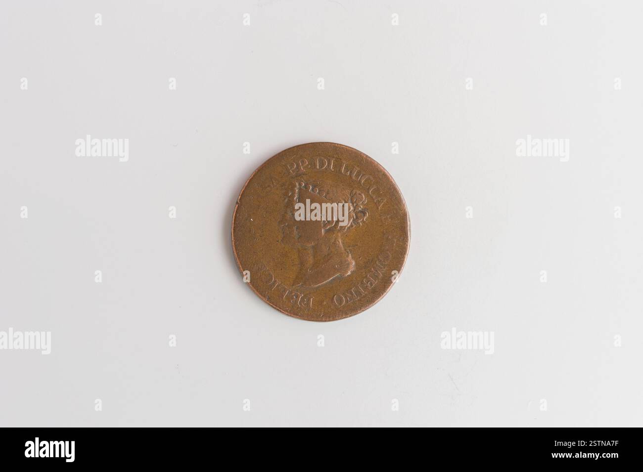 Anonymous coin from 1806 featuring the busts of Elisa, diademed, and ...