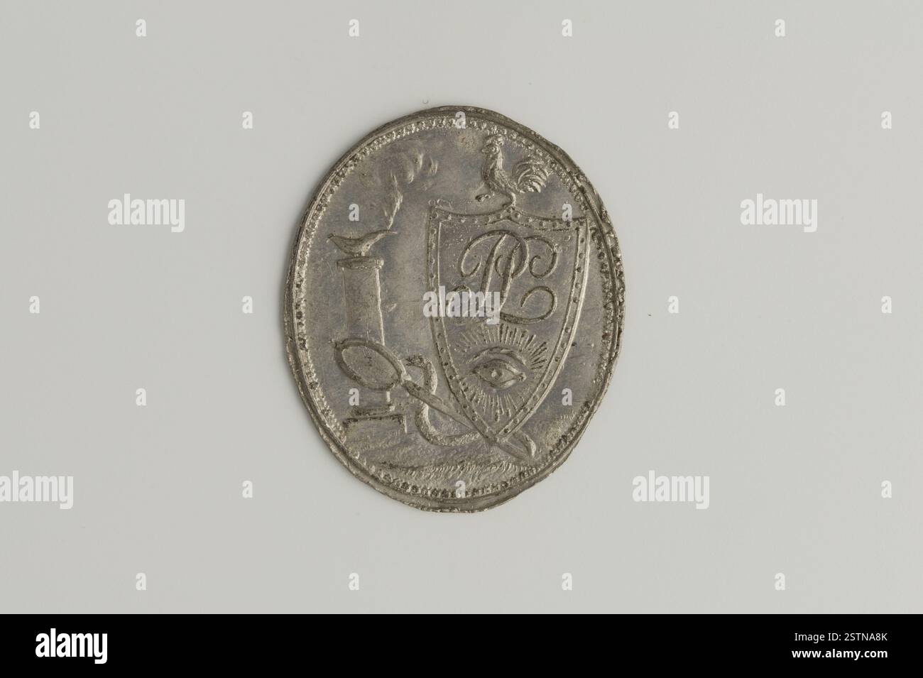 A 1788 medal by Augustin Dupré depicting a monogram above a radiant eye ...