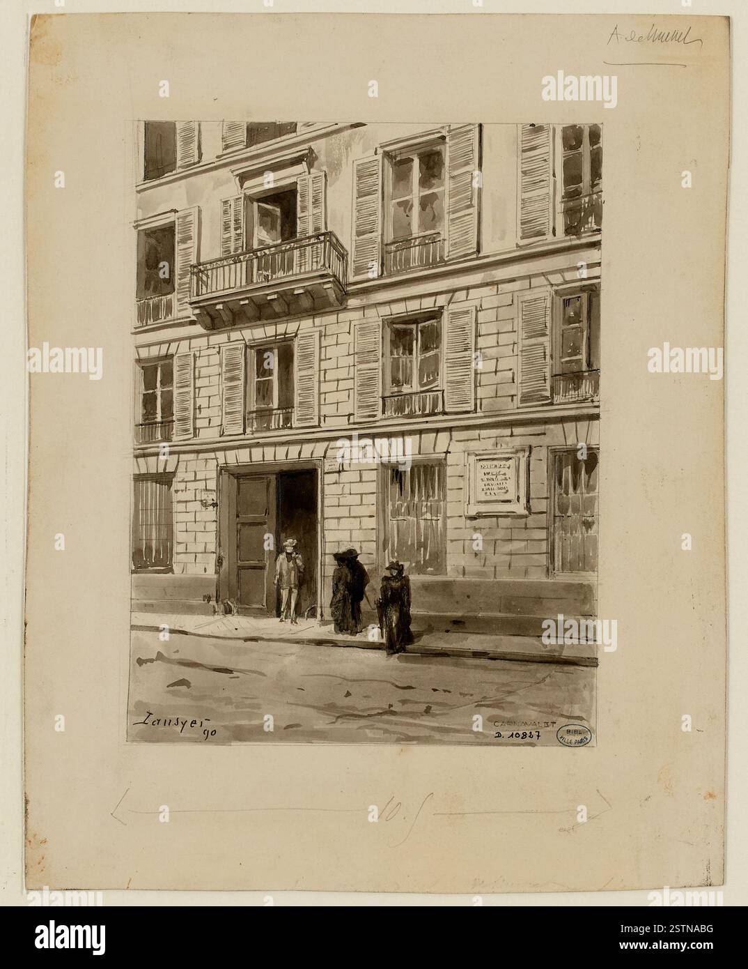 A drawing by Eugène Morel from October 31, 1890, featuring a street ...