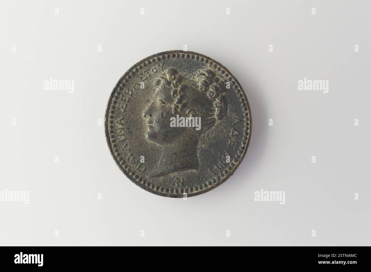 A medallion by Garapon depicting the left-facing bust of Caroline ...