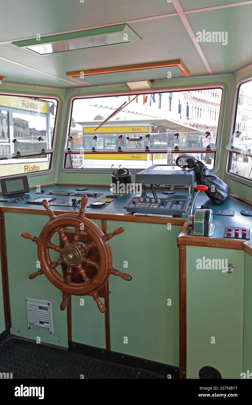 Actv water bus ship cabin at rialto station in venice hi-res stock ...