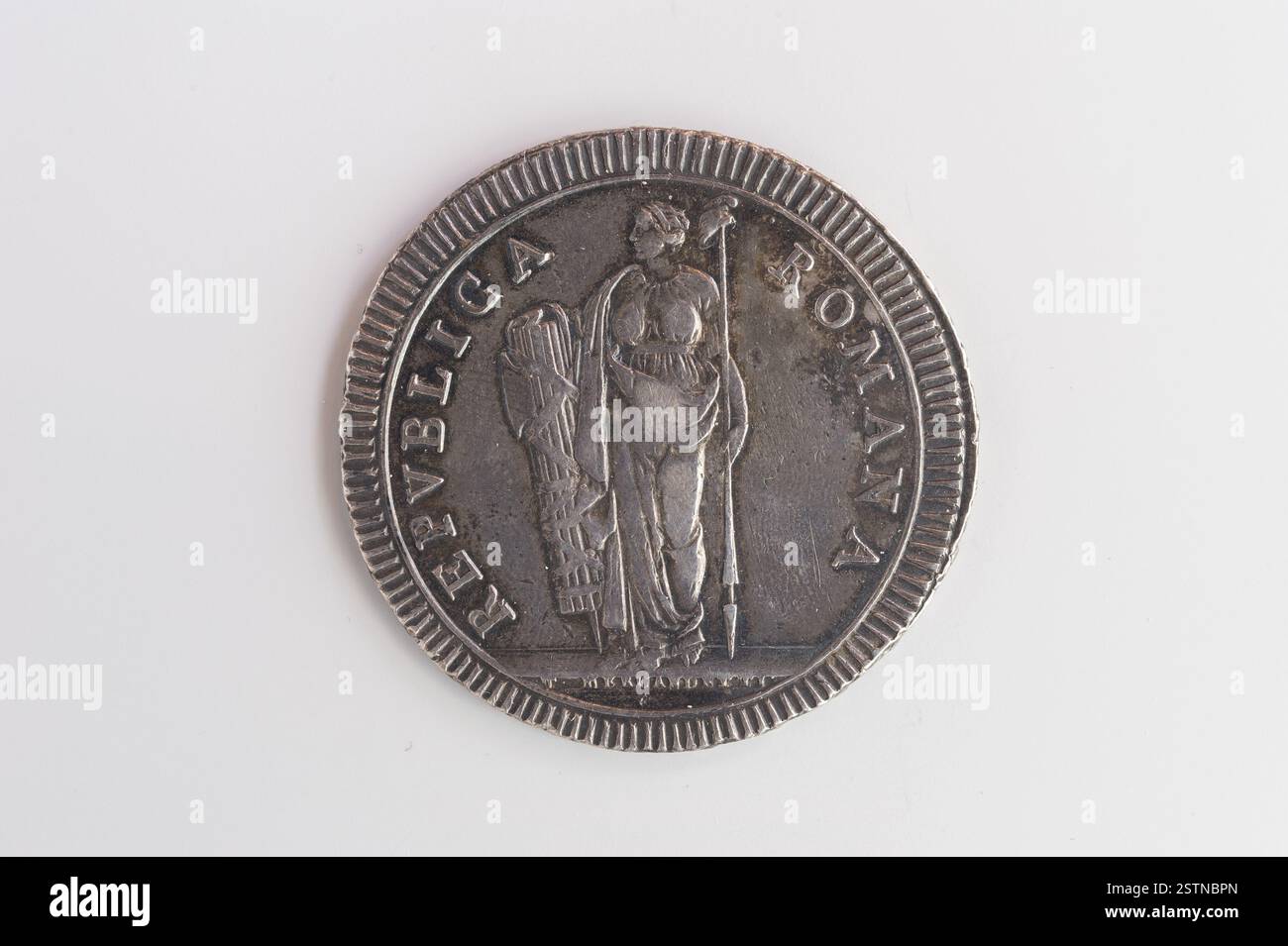 Anonymous coin from 1799 featuring Liberty standing, holding a lance in ...