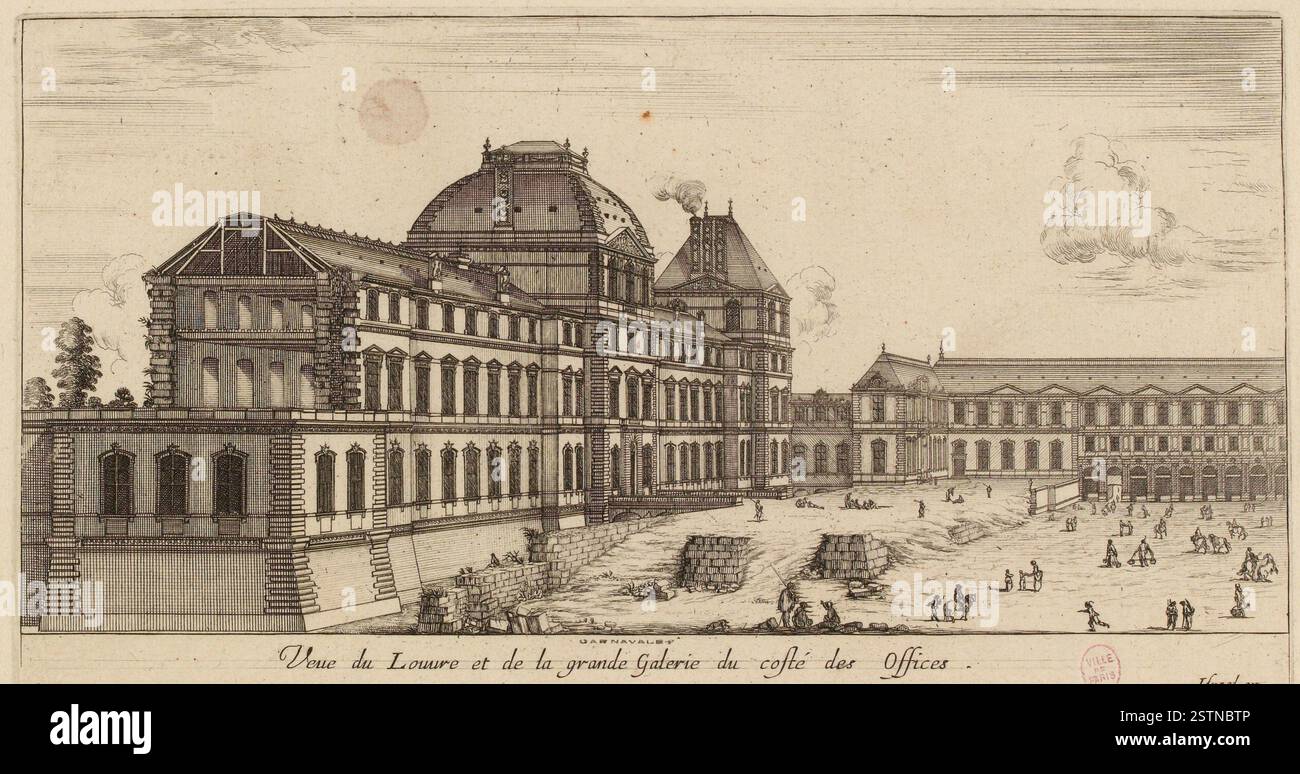 A 17th-century view of the Louvre and the Grand Gallery in Paris ...