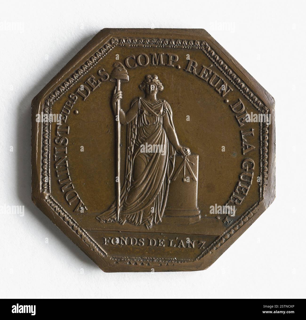 A 1799 medal engraving showing the allegorical figure of Liberty ...