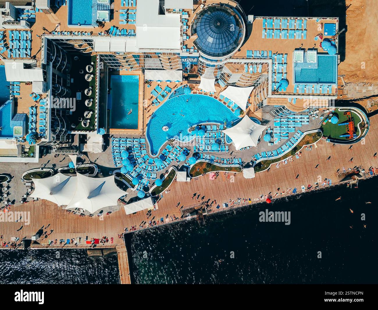 Aerial photography water park on the embankment Stock Photo - Alamy