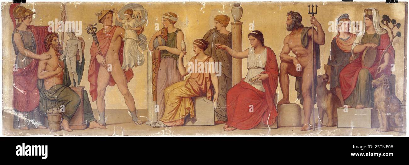 A French painting inspired by ancient sarcophagi, depicting ...