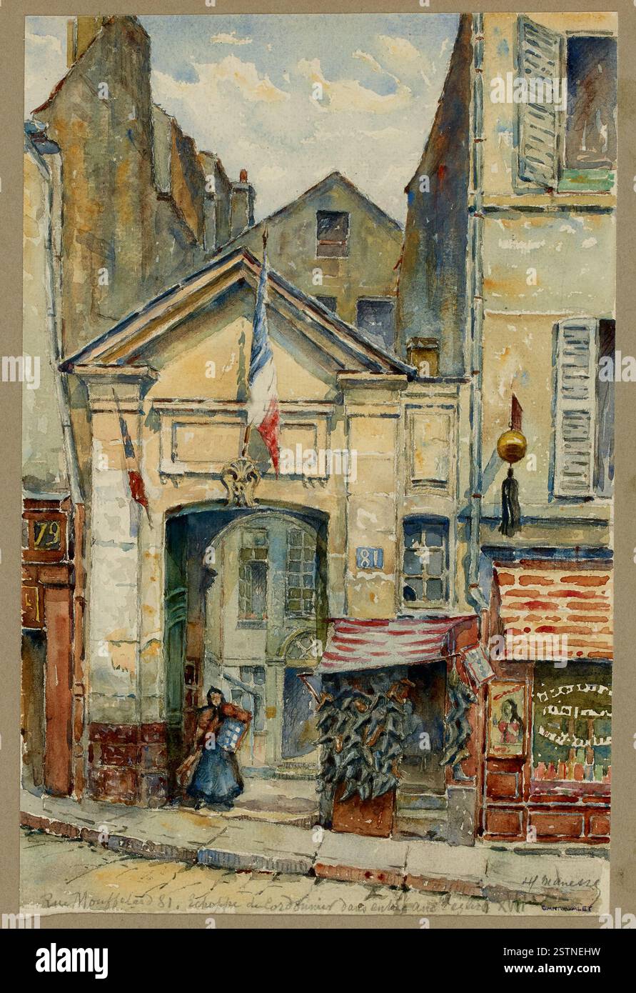 A 20th-century drawing by Georges-Henri Manesse, highlighting his skill ...